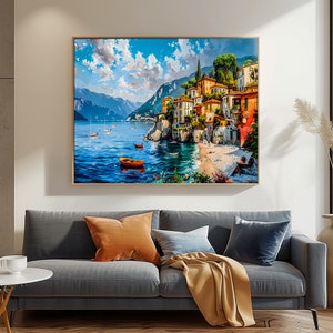 Positano Painting Seascape Oil Painting, Italian Beach, Amalfi Coast ...