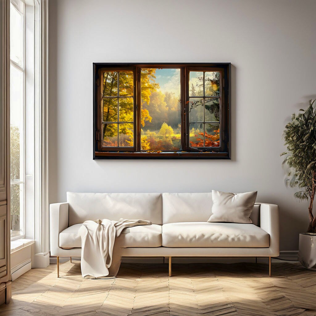 Open Window View Print, Fall Landscape, Digital Print, Digital Wall Art ...