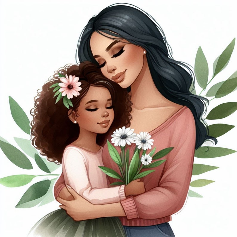 10 Mother's Day Poster, Mother and Daughter Print, Printable Watercolor ...