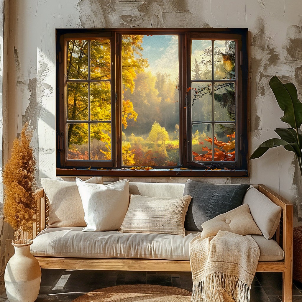 Open Window View Print, Fall Landscape, Digital Print, Digital Wall Art ...