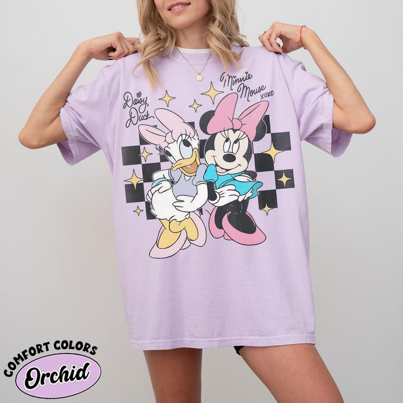 Vintage Checkered Minnie and Daisy Comfort Colors Shirt, Disney Besties ...