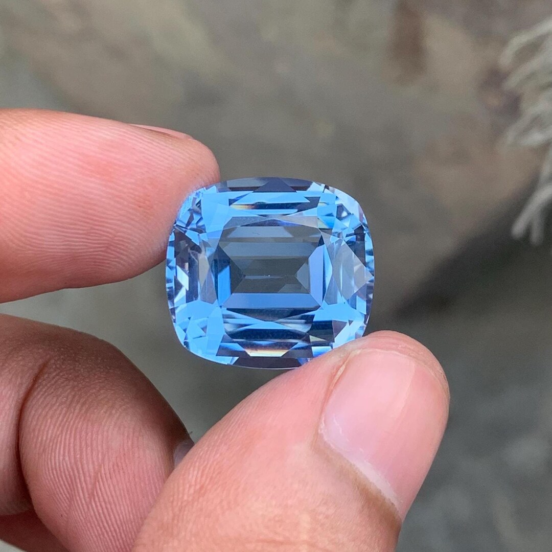 Santa Maria Blue Aquamarine Gemstone, Faceted Square Cushion Aquamarine ...