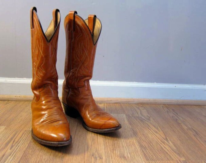 Vintage Western Rugged Leather Cowboy Boots - Etsy