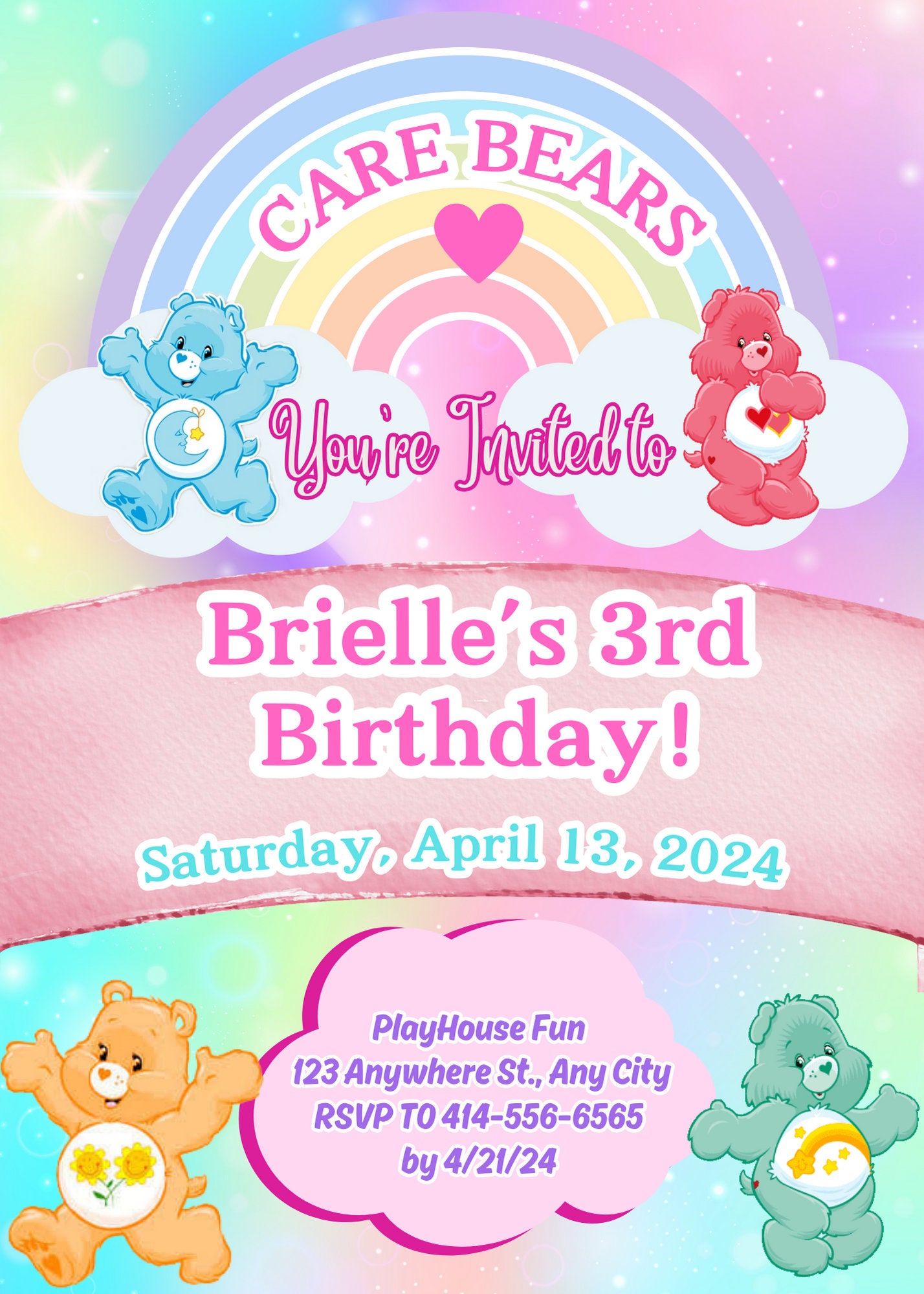 Care Bears Party Invitation - Etsy