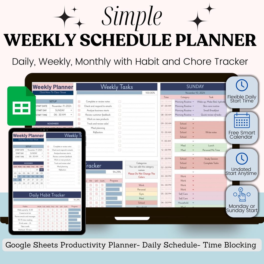 Weekly Planner 2025 Undated | Digital Weekly Planner Template ...