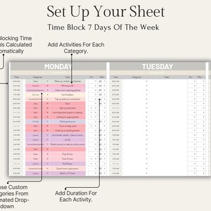 Weekly Time Blocking Planner Spreadsheet 24 Hour Weekly Schedule Tracker Time Management ...