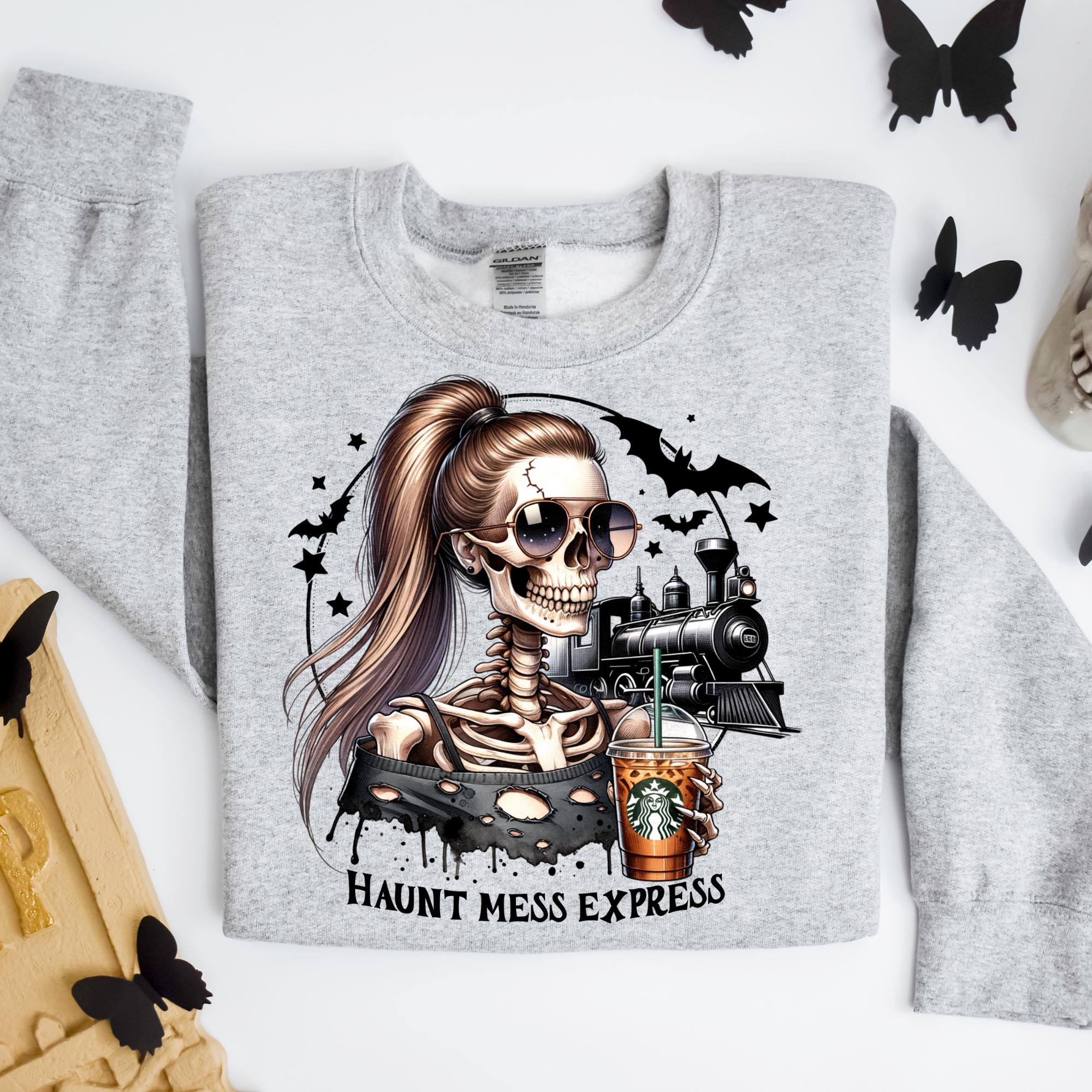 Haunt Mess Express Png, Hot Mess Express Skelly Png, Iced Coffee ...