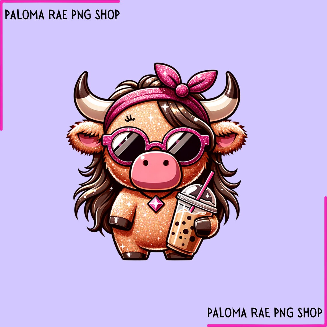 Iced Coffe Cow Png, Highland Cow Coffee Png, Iced Coffee Png, Coffee ...