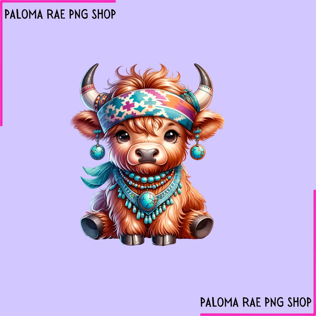 Serape Cow, Aztec Cow Clipart, Turquoise Cow Digital, Southwest Cow ...