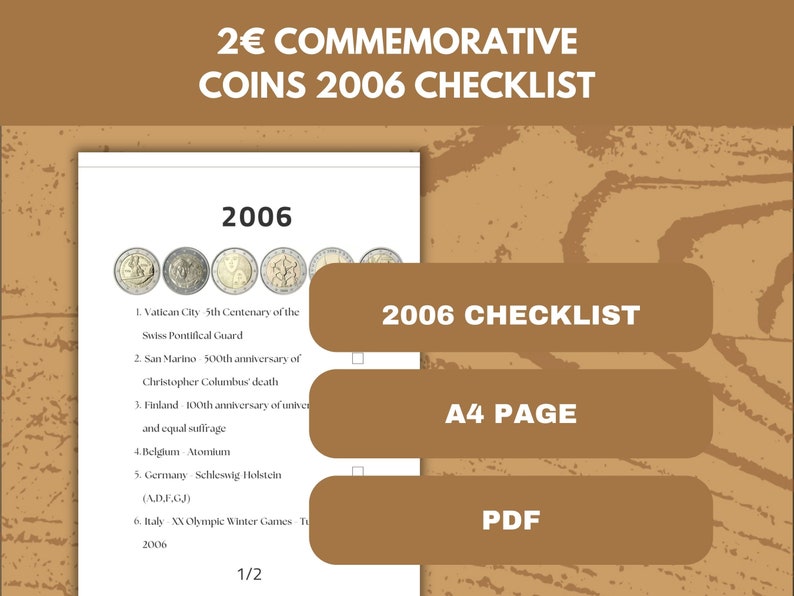 2 Euro Commemorative 2006 Coins Checklist Printable Coin Collectibles ...