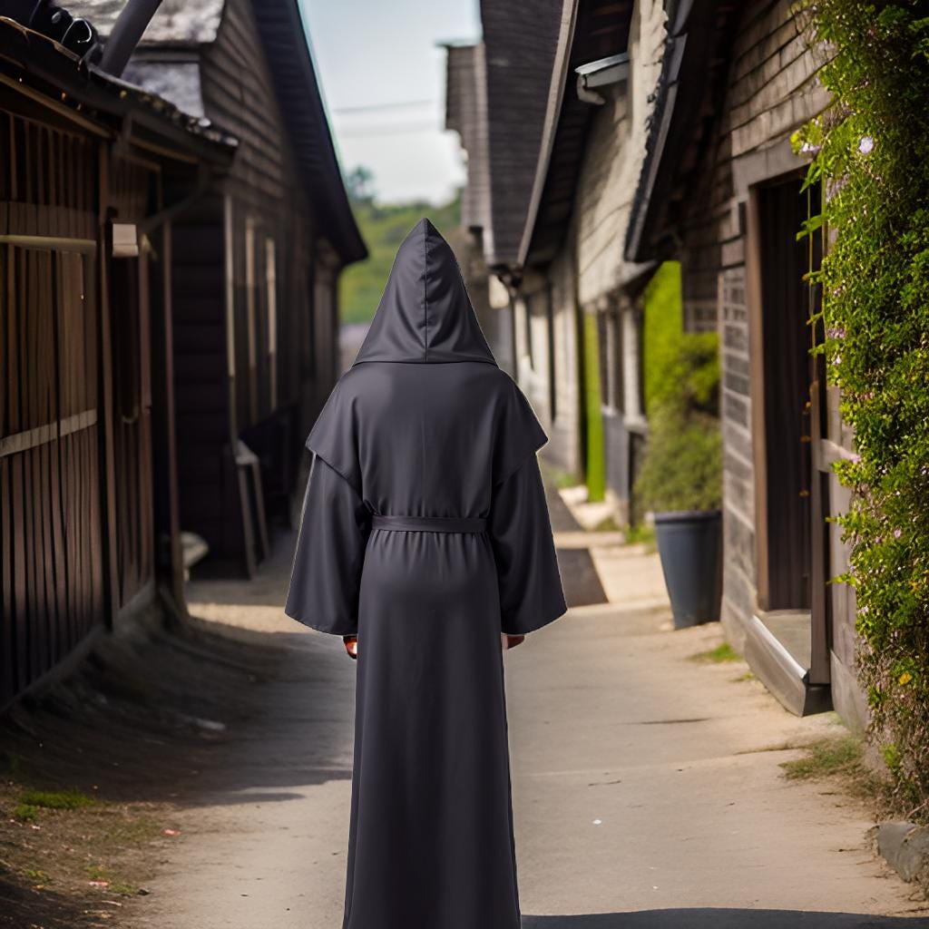 Medieval Monk Inspired Unisex Dress, Gothic Wizard Robe With Hood ...