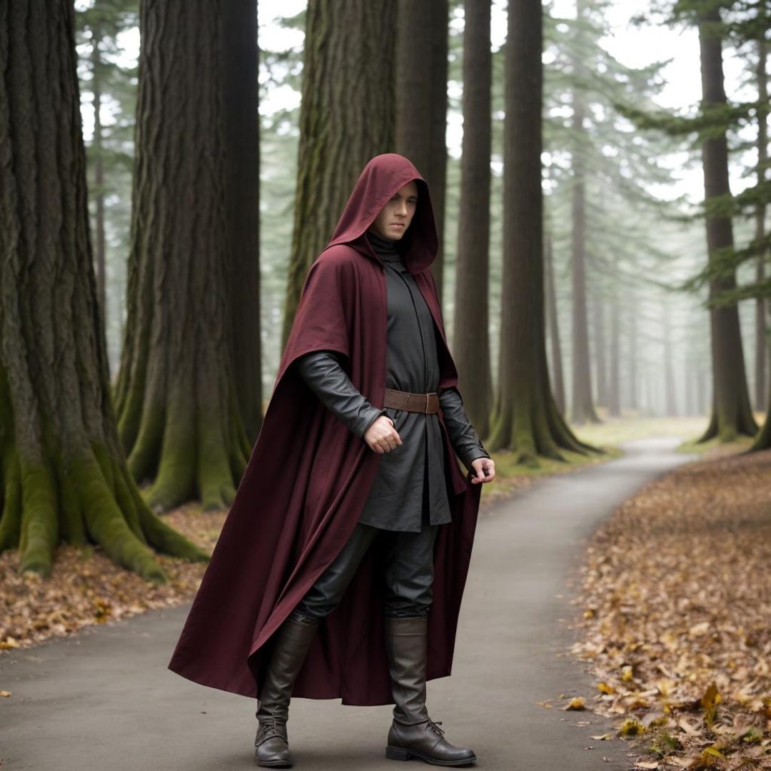 Medieval Vintage Hooded Red Cloak, Viking Long Cape Poncho for Men ...