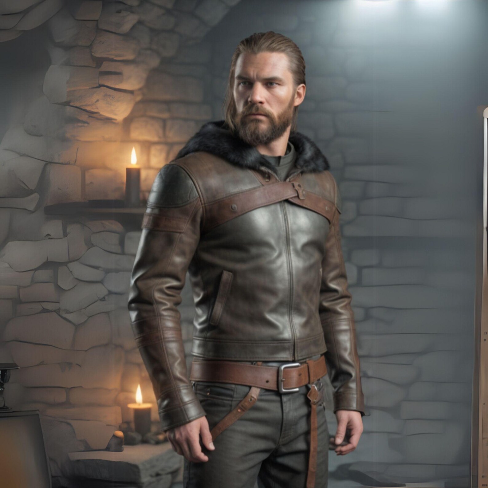 Dusky Men Viking Genuine Leather Hooded Jacket | Custom Medieval ...