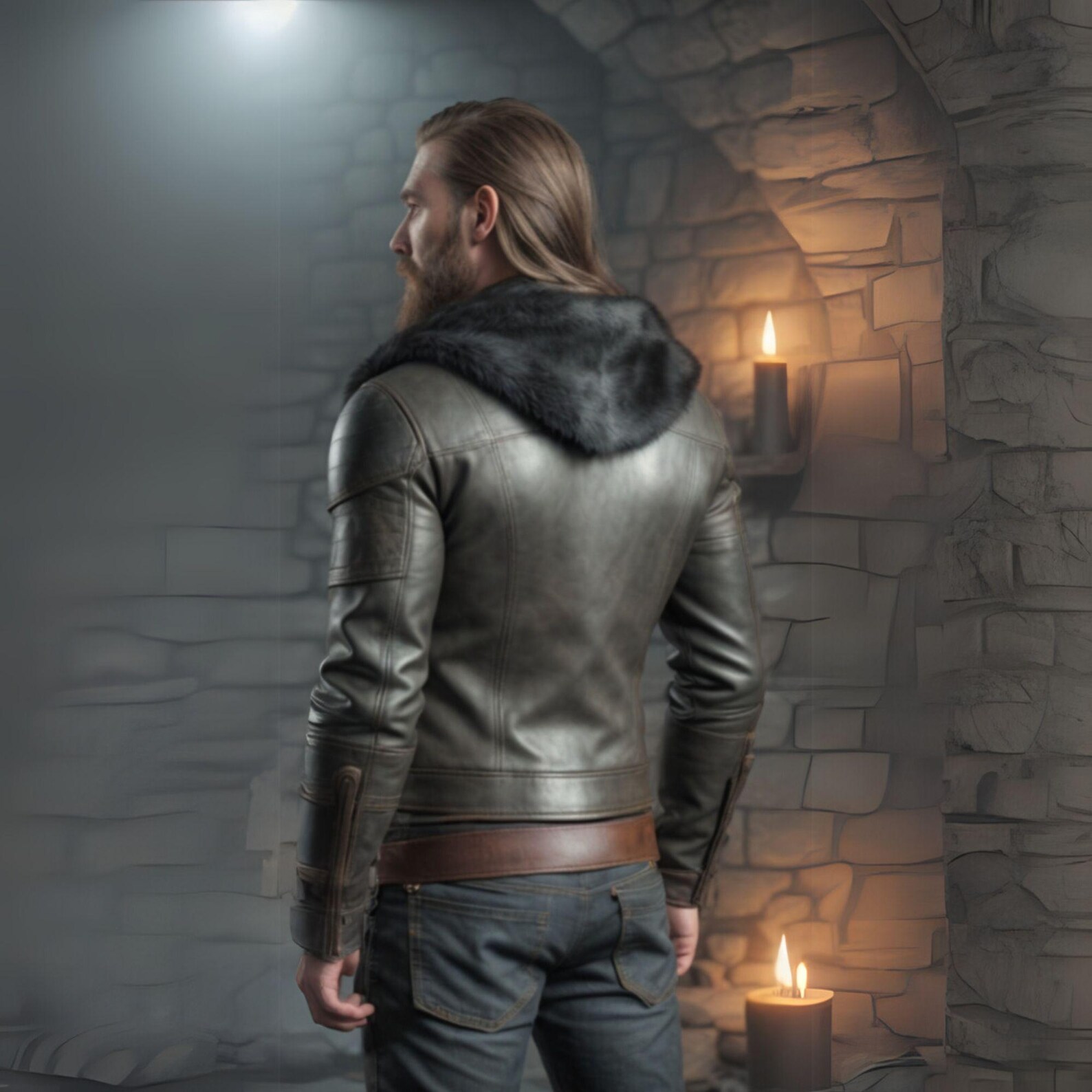 Dusky Men Viking Genuine Leather Hooded Jacket | Custom Medieval ...