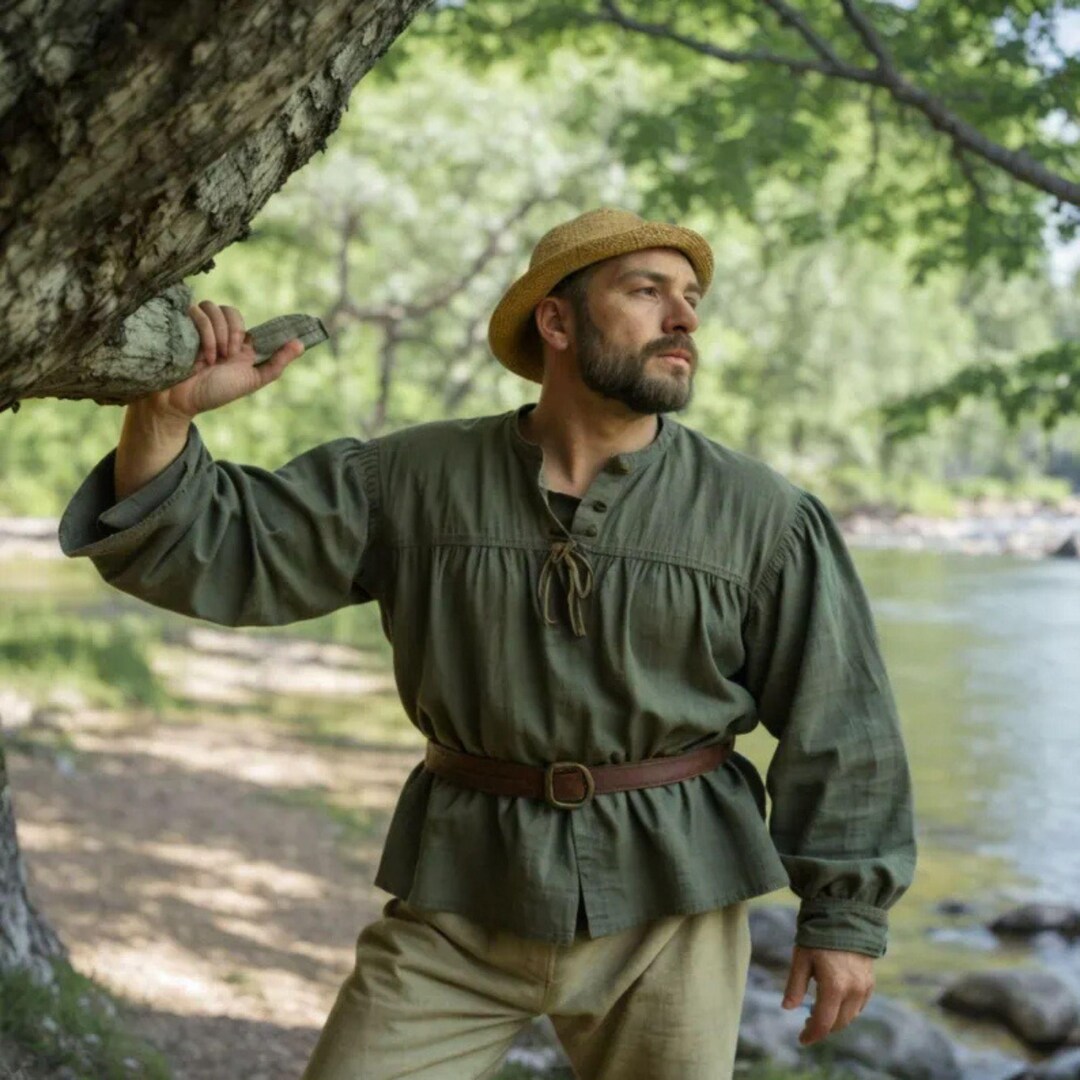 Pirate Men Battle Field Tunic of Viking Era | Medieval Woodsman Costume | Renaissance Men's ...