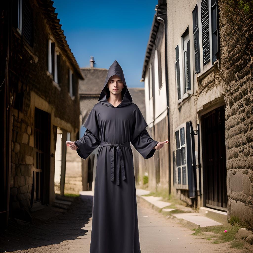Medieval Monk Inspired Unisex Dress, Gothic Wizard Robe With Hood ...