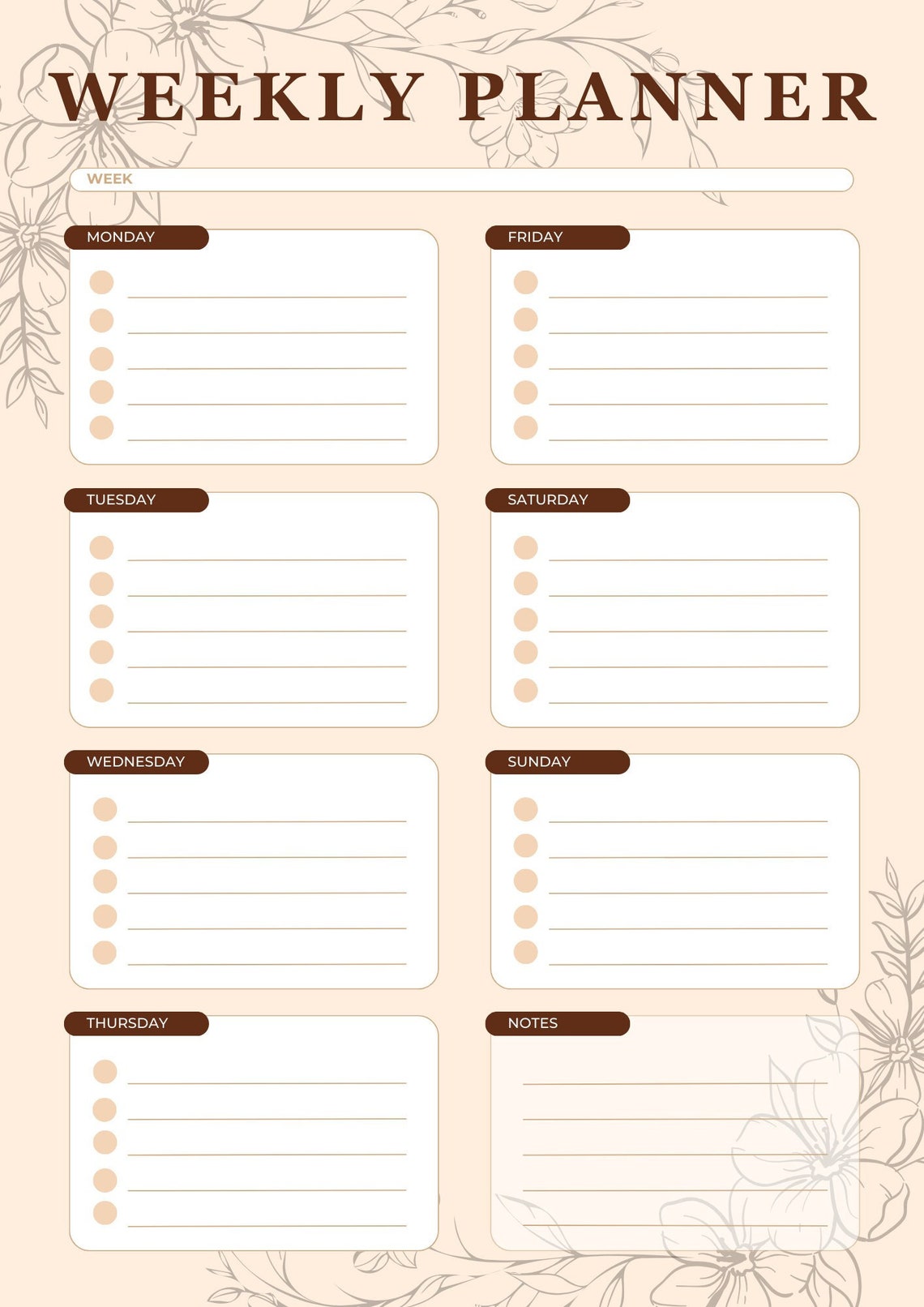 Weekly Planner Printable , Minimal Weekly Schedule, Weekly Organizer ...