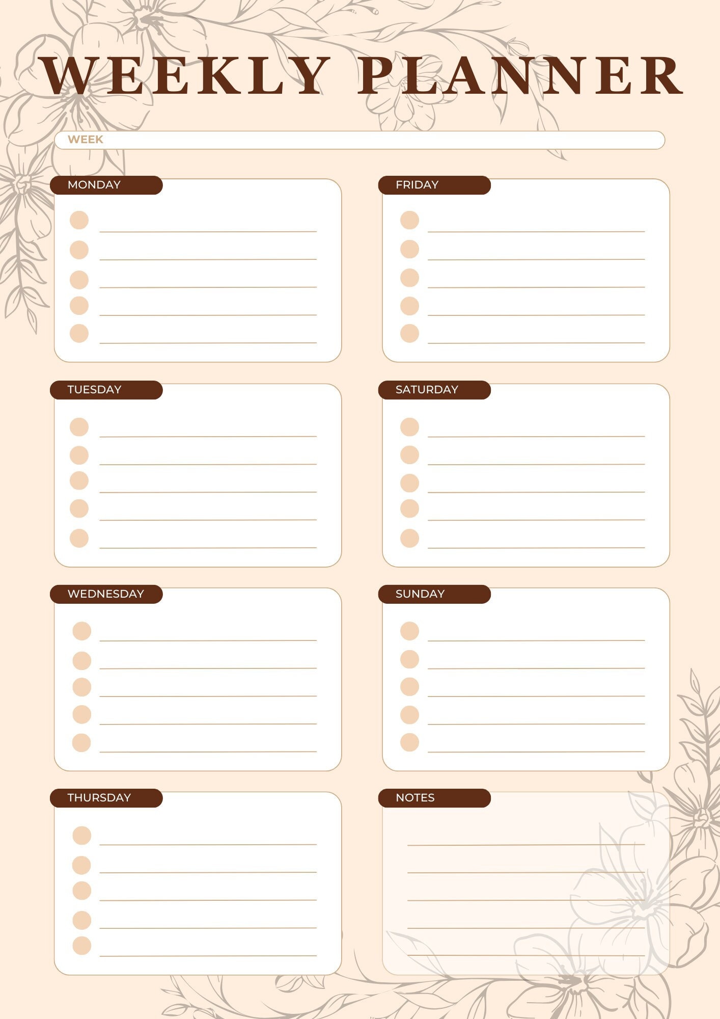 Weekly Planner Printable , Minimal Weekly Schedule, Weekly Organizer ...