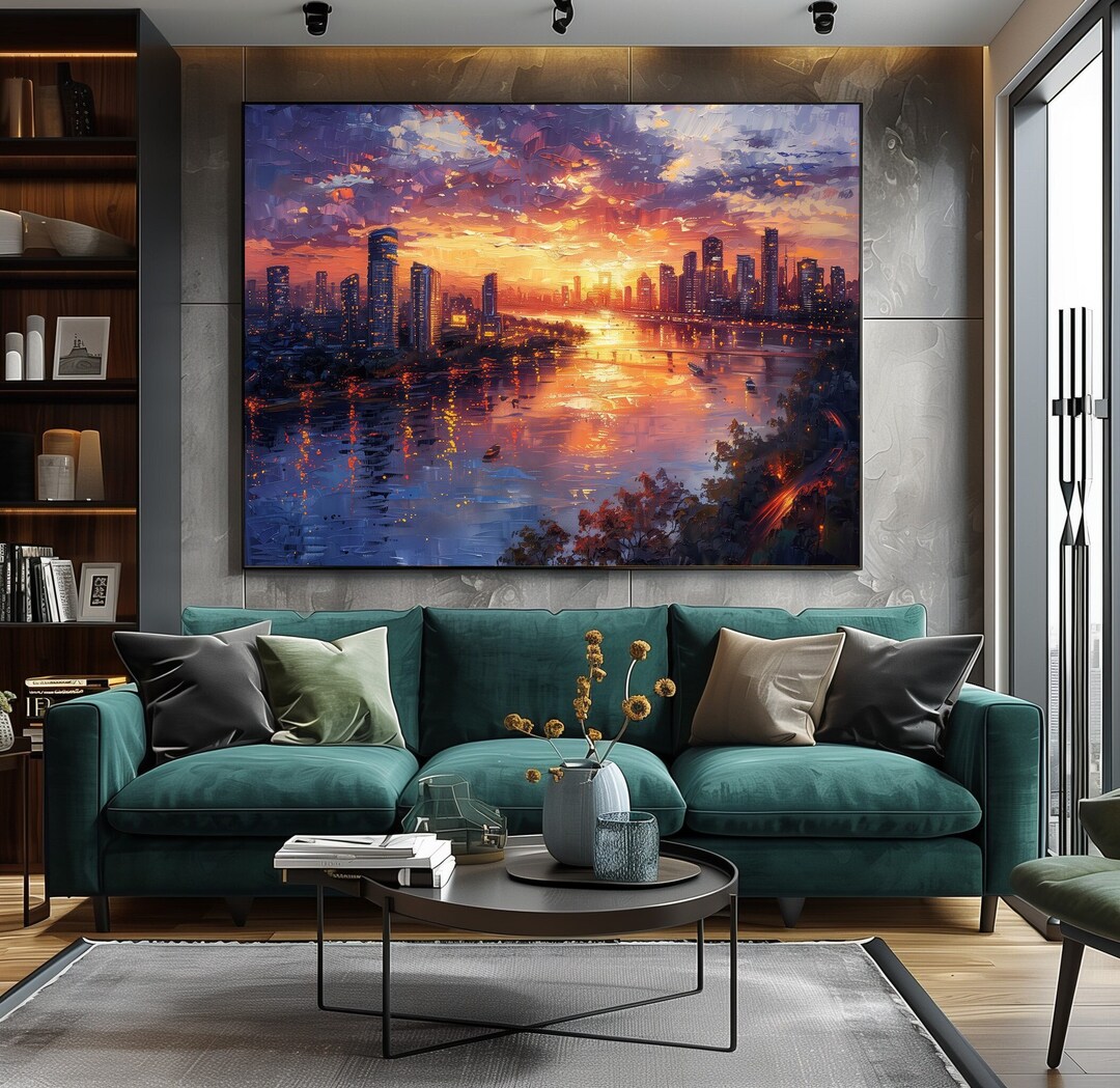Twilight New York City Skyline Brooklyn Bridge Hudson River Sunset ...
