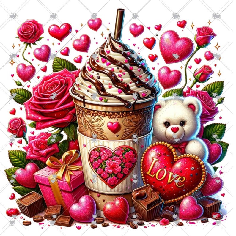 Love and Coffee Clip Art, Digital Download, Valentine's Day ...