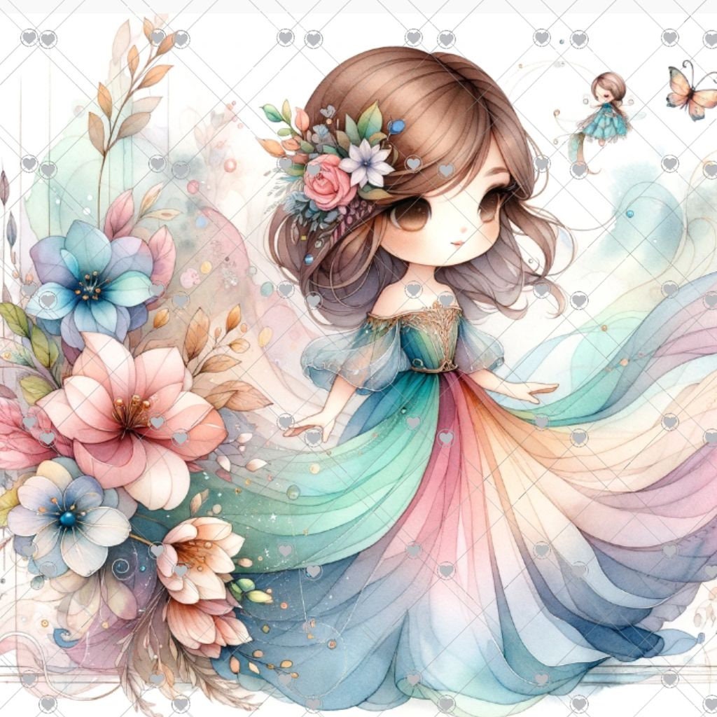 Watercolor Girls Clipart, Clipart Bundle, Digital Download - Etsy