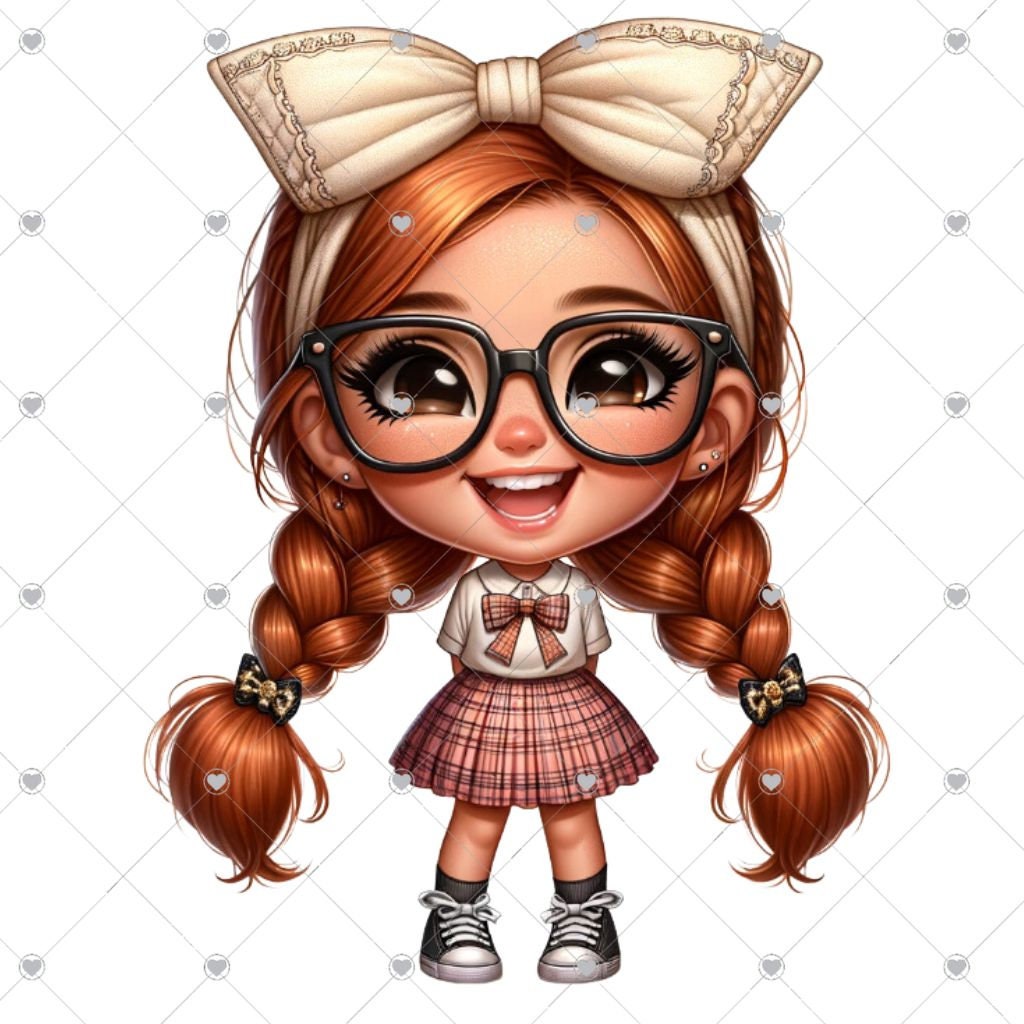 Chibi School Girls Clipart Bundle: Diverse Digital Art (digital ...
