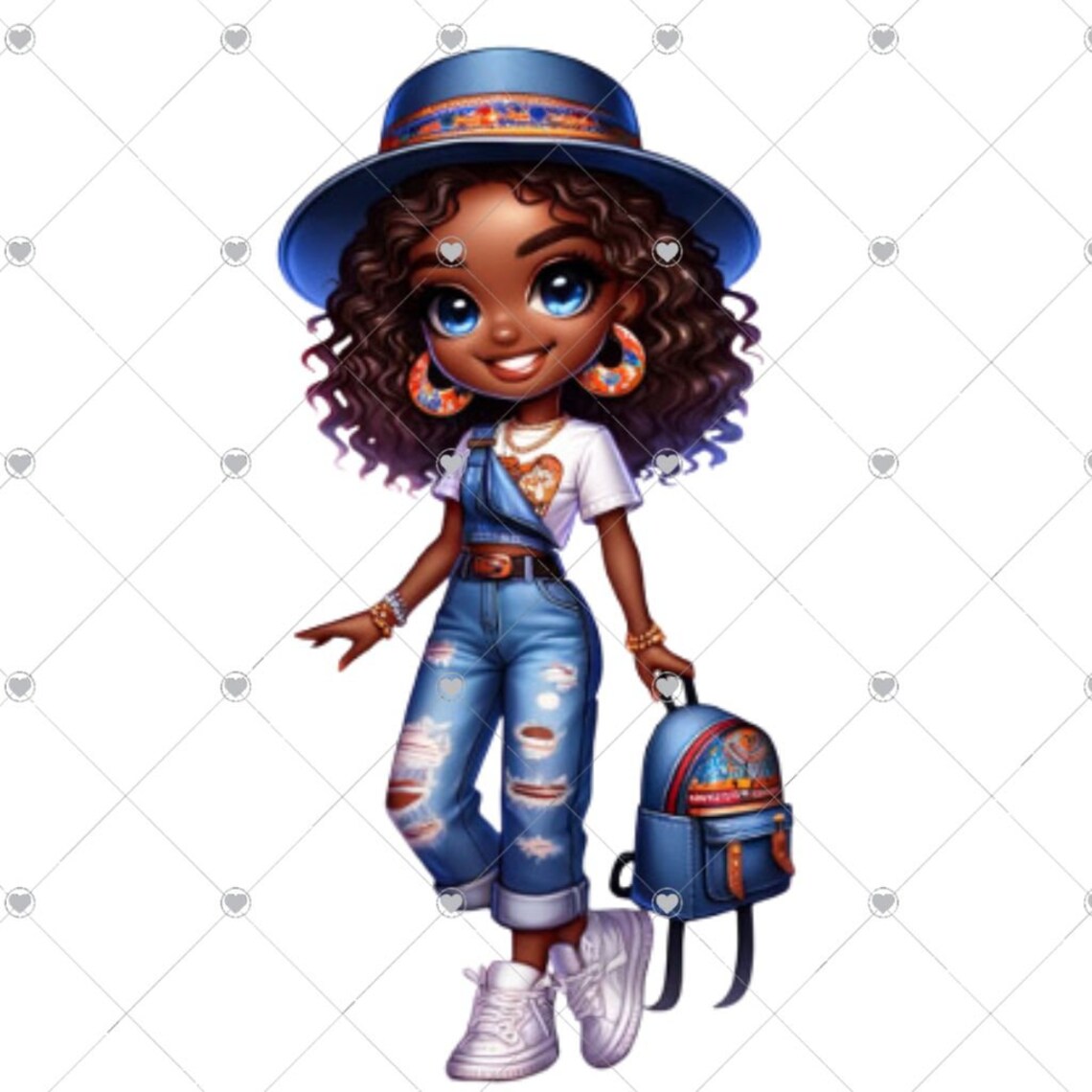 Denim Chibi Girls Clipart, Summer Clipart, Clipart Bundle, Commercial ...
