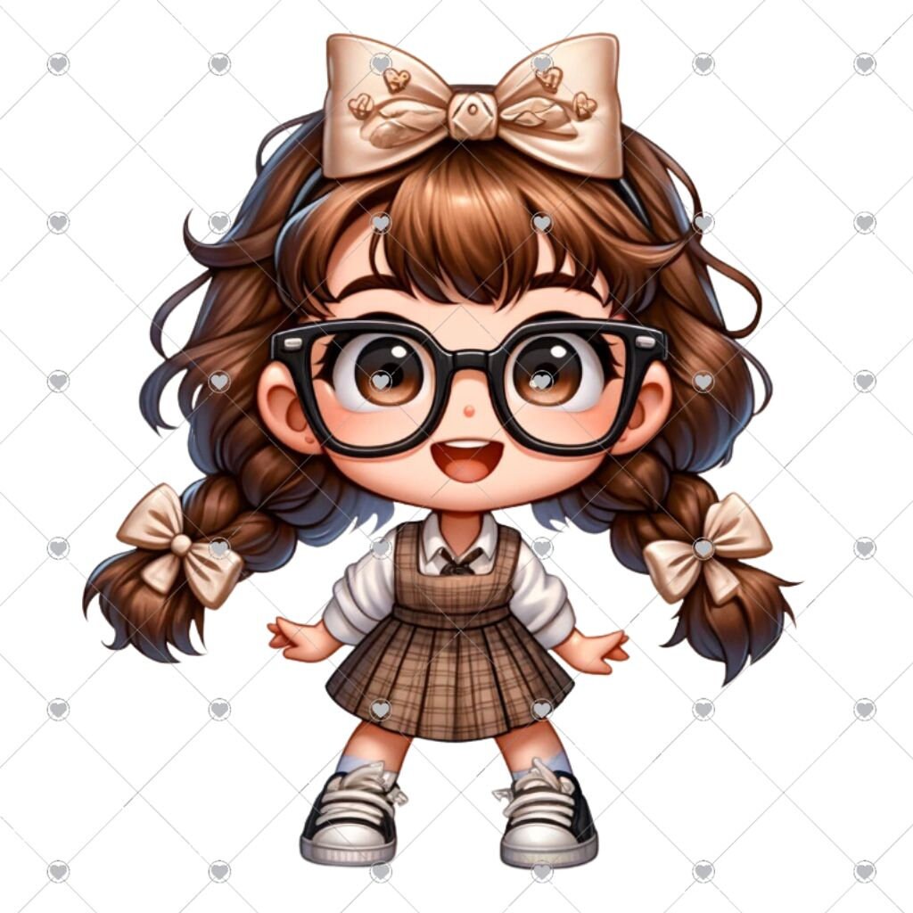 Chibi School Girls Clipart Bundle: Diverse Digital Art (digital ...