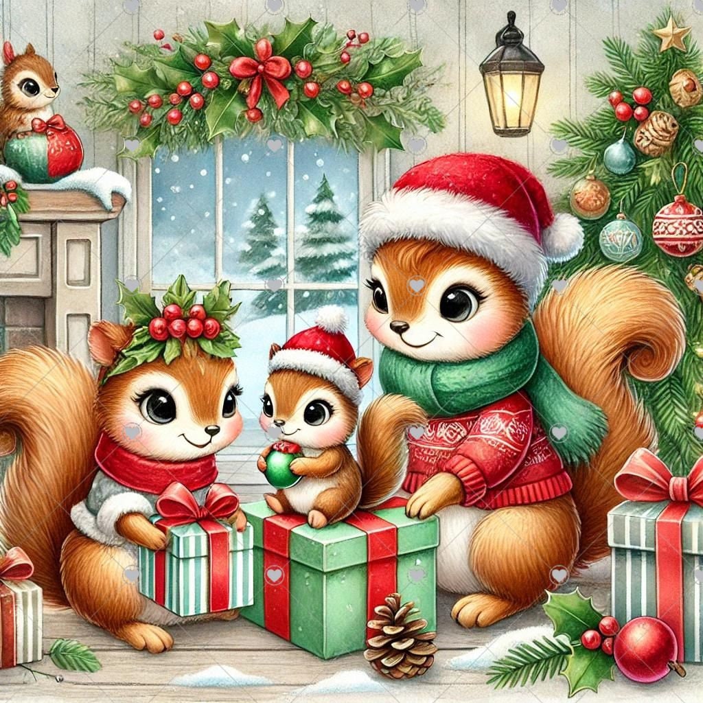 Christmas Clipart, Christmas Animal, Clipart Bundle, Digital Download ...