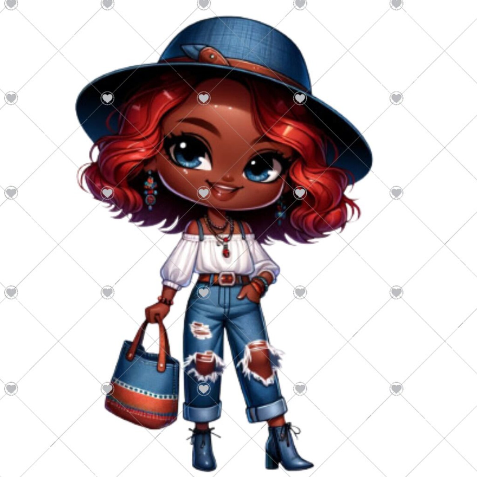 Denim Chibi Girls Clipart, Summer Clipart, Clipart Bundle, Commercial ...