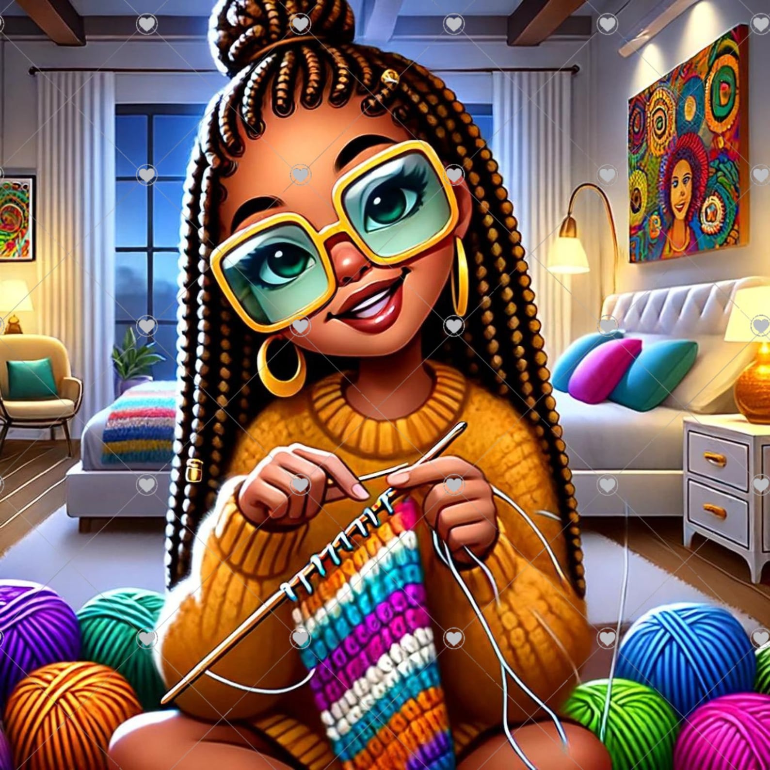 Yarn Crochet Clipart, African American Women, Black Girl Magic, Clipart ...