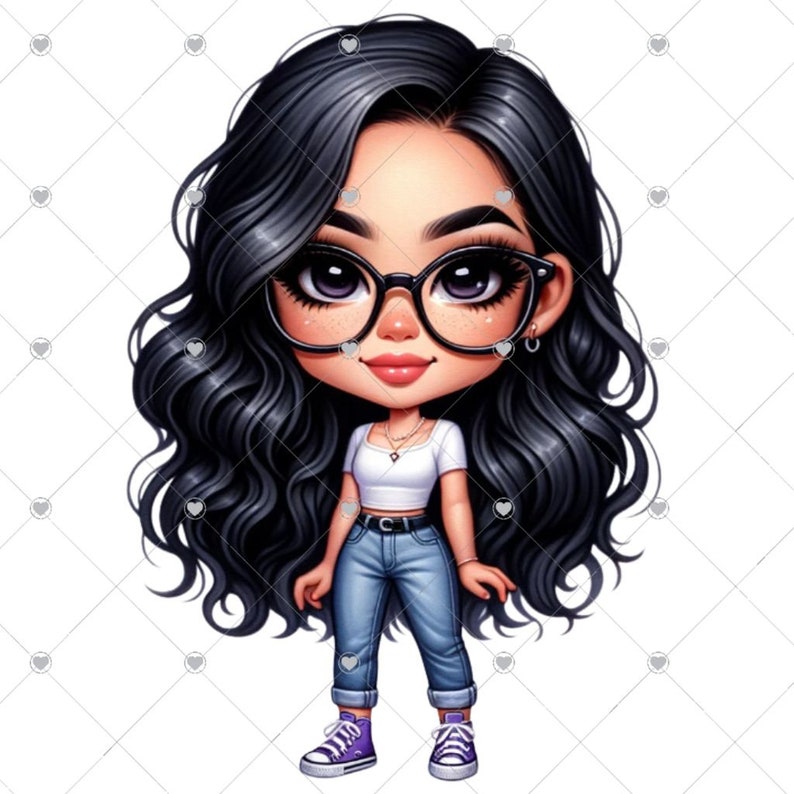 Hispanic Chibi Women Clipart, Clipart Bundle, Clip Art - Etsy