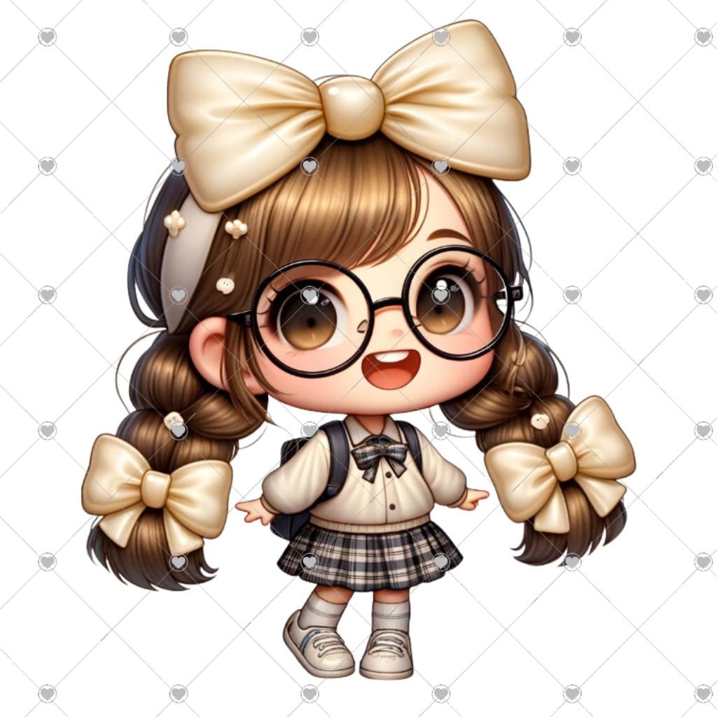 Chibi School Girls Clipart Bundle: Diverse Digital Art (digital ...