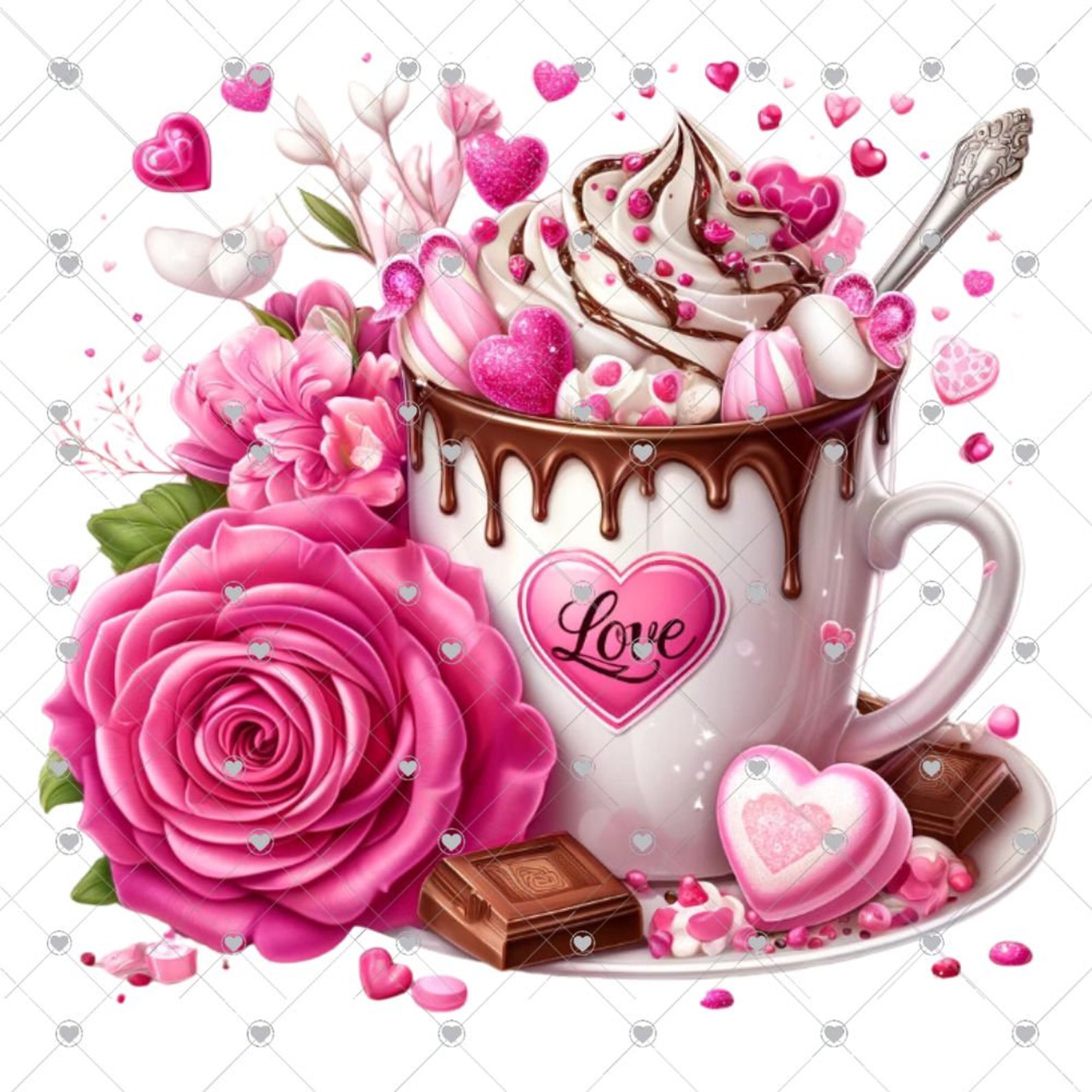 Love and Coffee Clip Art, Digital Download, Valentine's Day ...