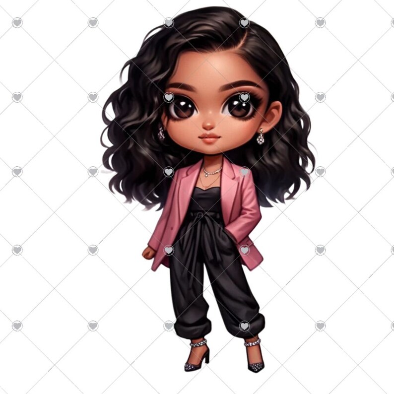 Hispanic Chibi Women Clipart, Clipart Bundle, Clip Art - Etsy