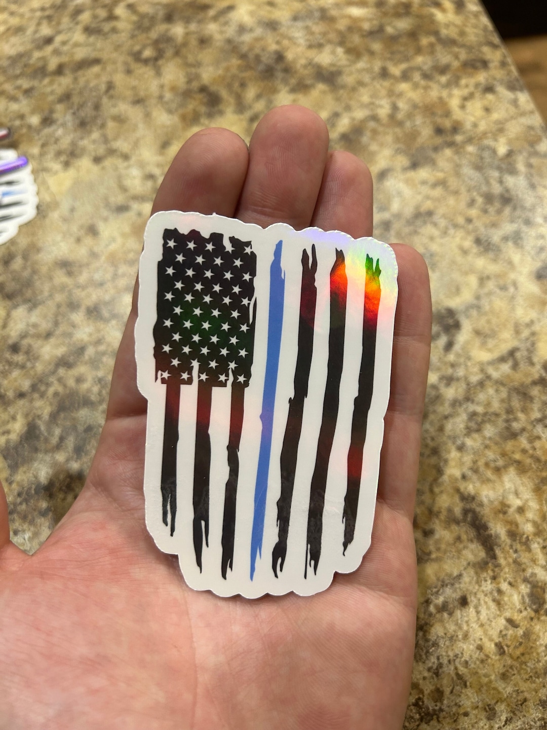 Thin Blue Line Flag Sticker, Police Flag, Police, Law Enforcement ...