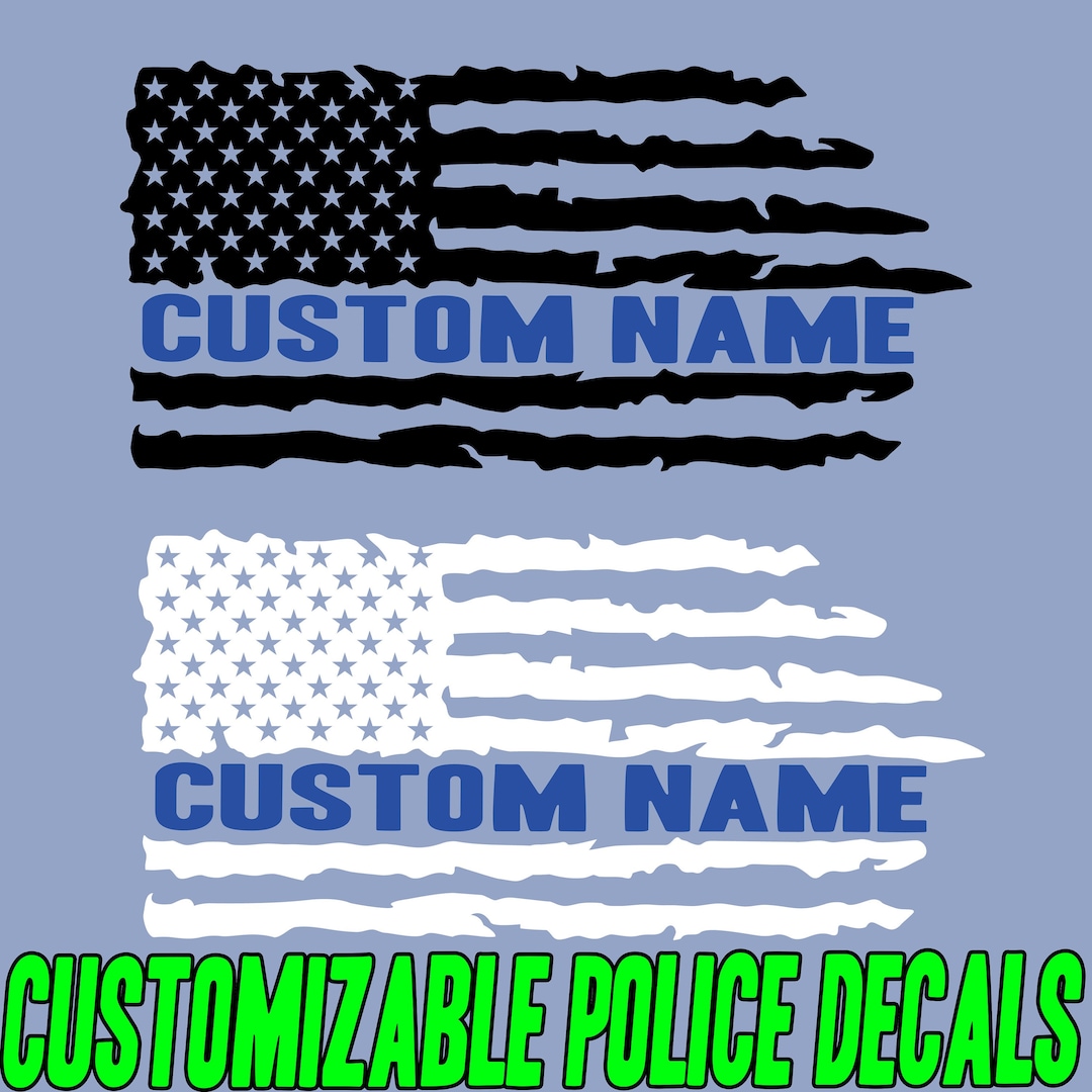 PERSONALIZED Thin Blue Line Flag, Personalized Police Sticker ...