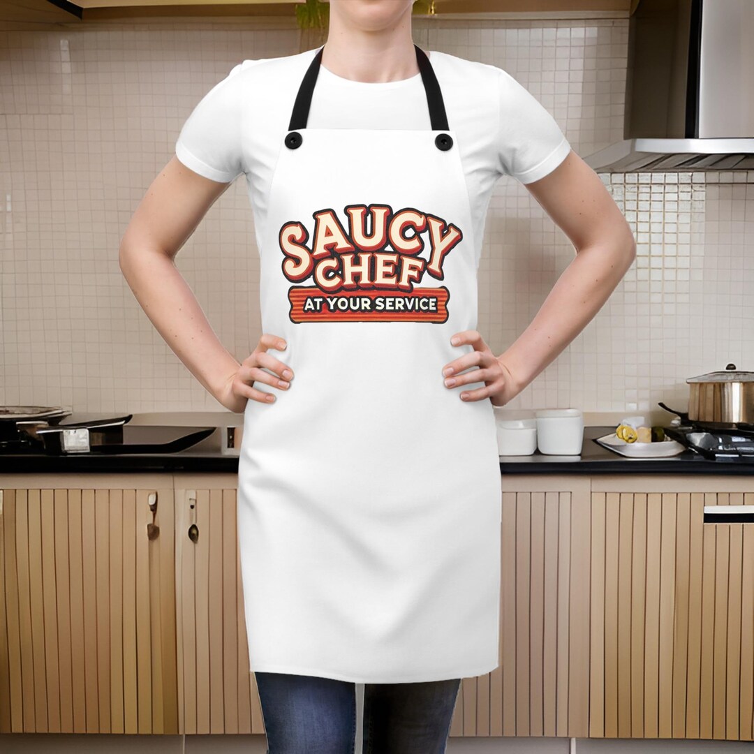 Custom Kitchen Apron Digital Download Saucy Chef at Your Service Apron ...