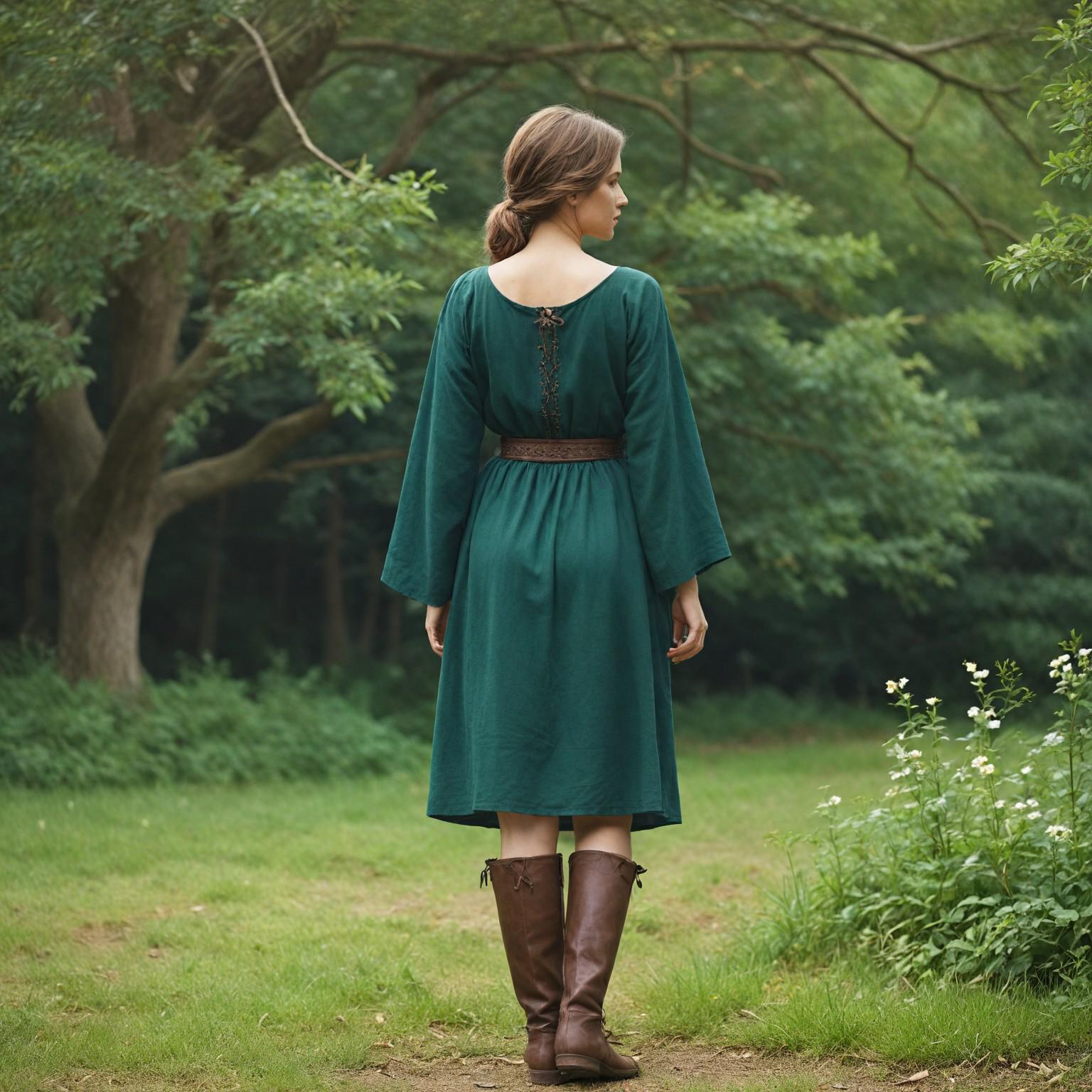 Medieval Green Dress for Women's Renaissance Long Belted Tunic Vintage ...