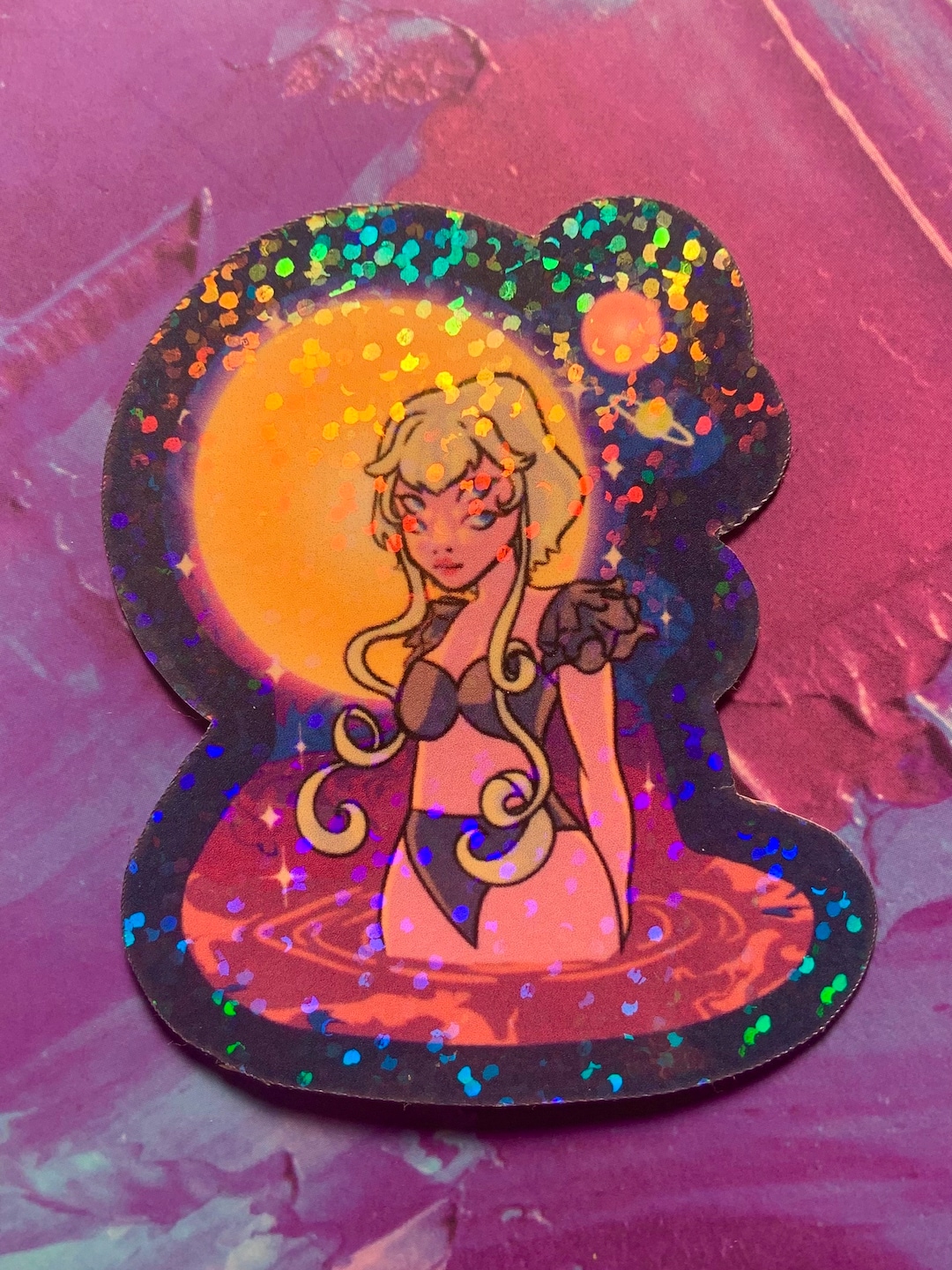 Pink Alien Girl Holographic Sticker - Etsy