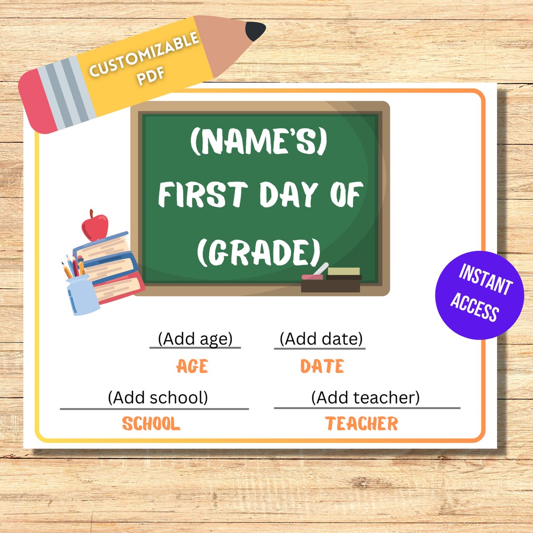First Day of School Sign, Back to School, Kindergarten, Preschool ...