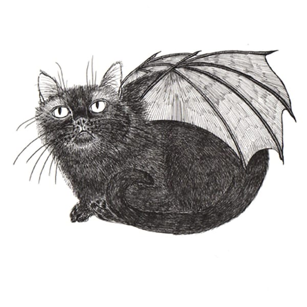 Winged Cat - Etsy