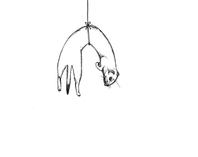 Weasel Tied to a Smiley Balloon Floats Away ORIGINAL Artwork - Etsy