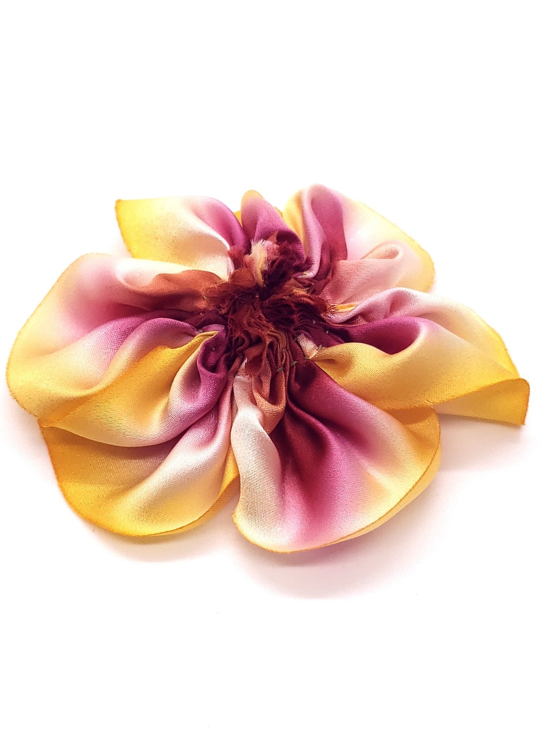 Silk Flower Brooch in Fresh Cut Peach Hand Sewn Yellow and - Etsy Singapore