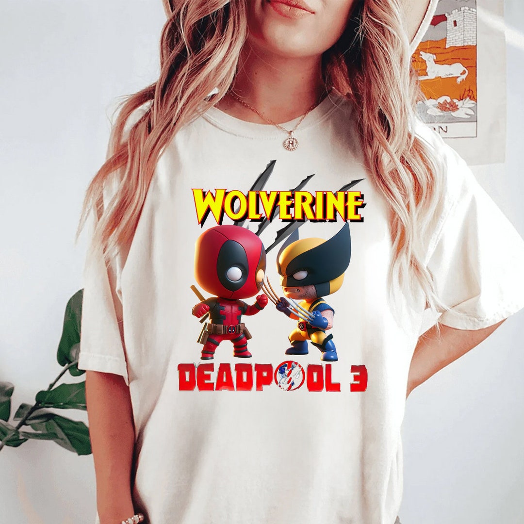 Cute Deadpool Wolverine Dress up T-shirt Funny Movie Themed Novelty Tee ...