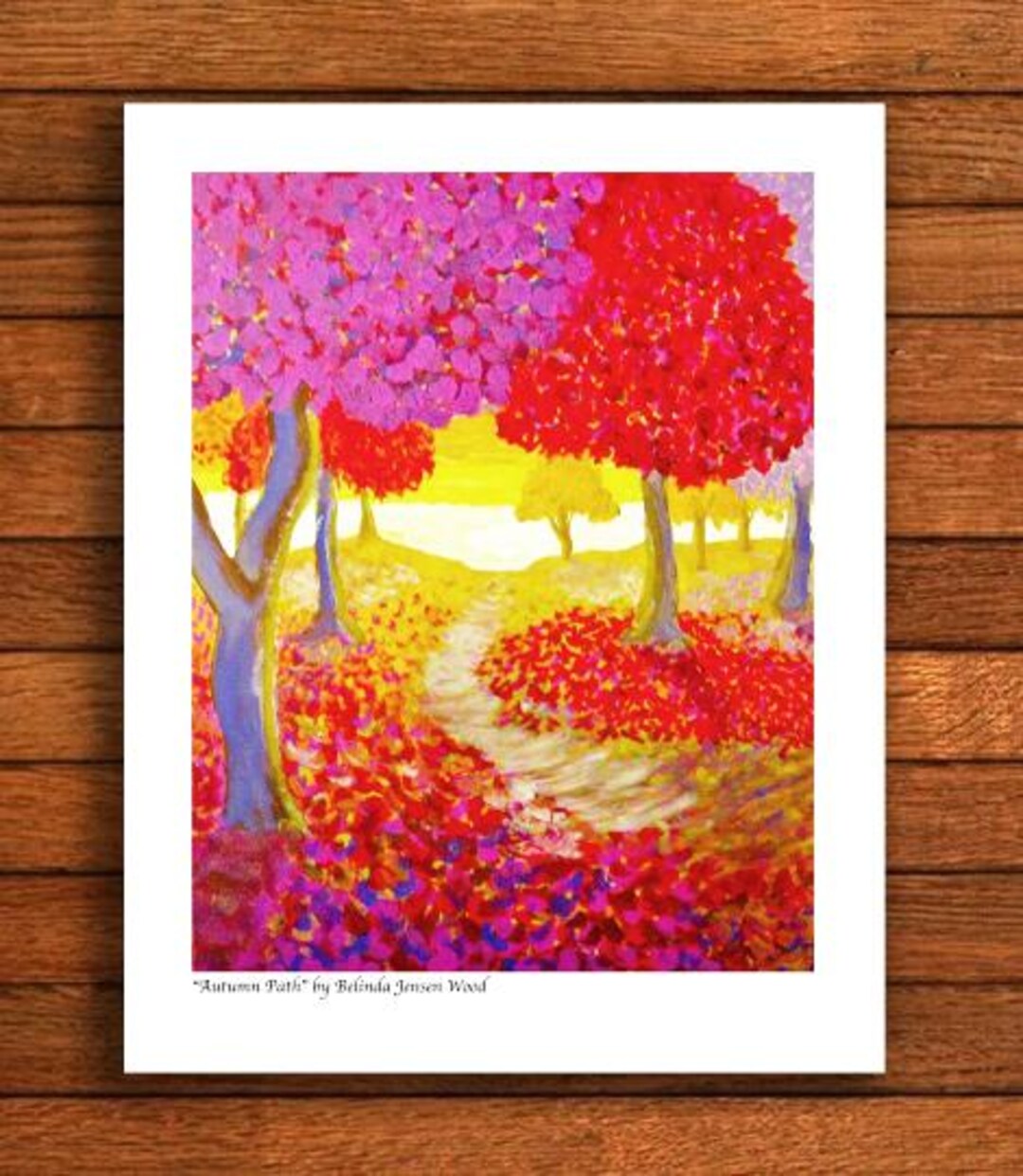 Art Print "autumn Path" Fall Leaves Painting 11 X 14 Inch Signed ...