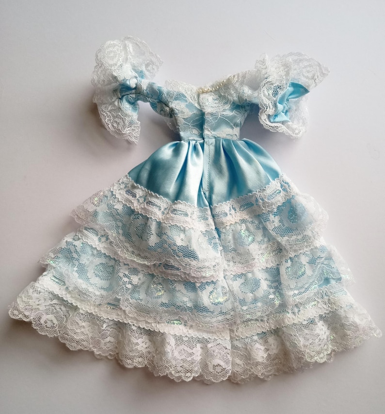 Vintage Handmade Barbie Princess Dress Light Blue Satin White Lace - Etsy