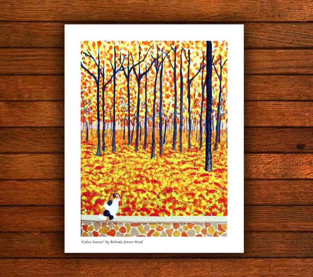 Art Print "calico Season" Autumn Cat Painting 11 X 14 Inch Signed ...