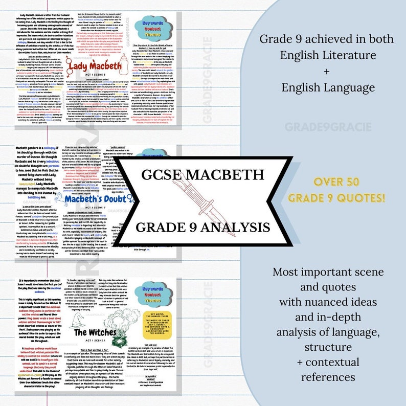 GCSE Macbeth Revision Grade 9 Analysis GCSE English Literature - Etsy