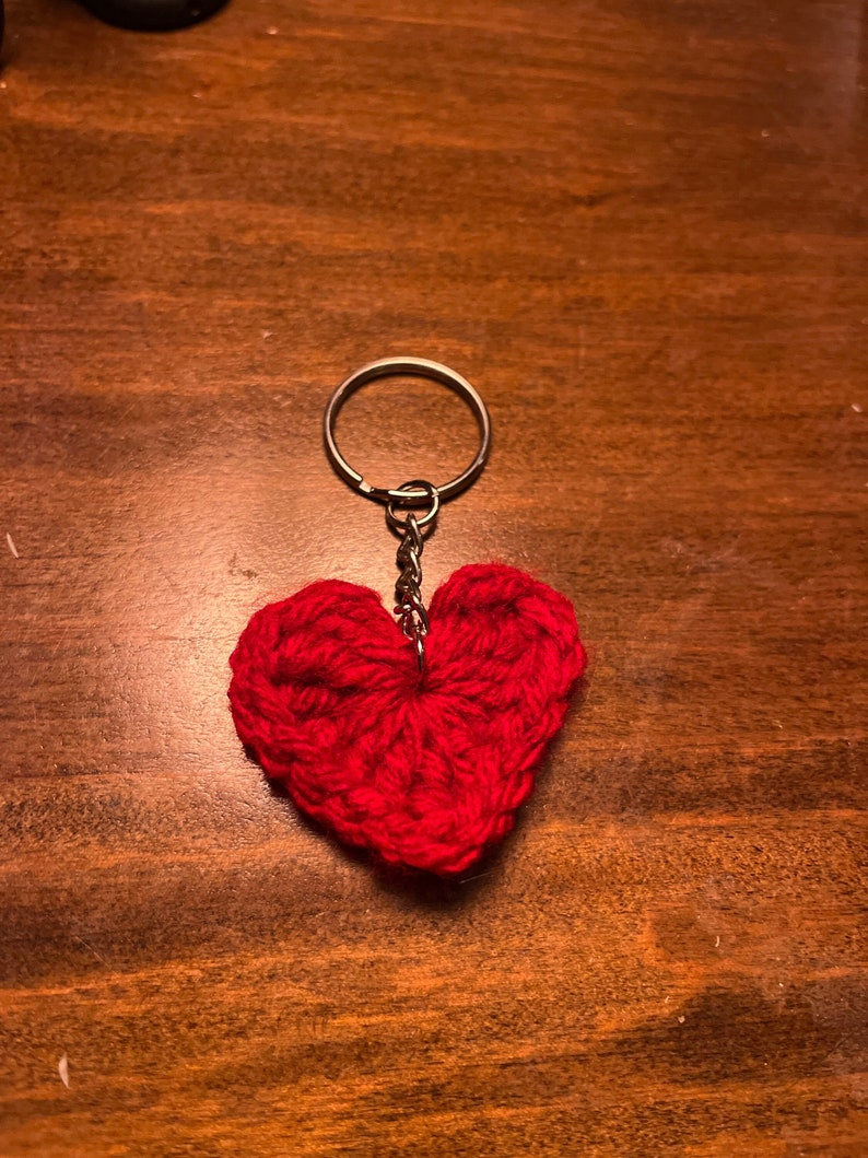 Handmade Crochet Heart Keychains - Etsy